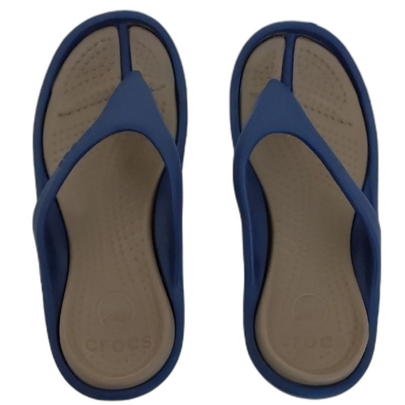 CROCS | Shoes | Mens Crocs Athens Navy Blue And Tan Flip Flop Sandals ...